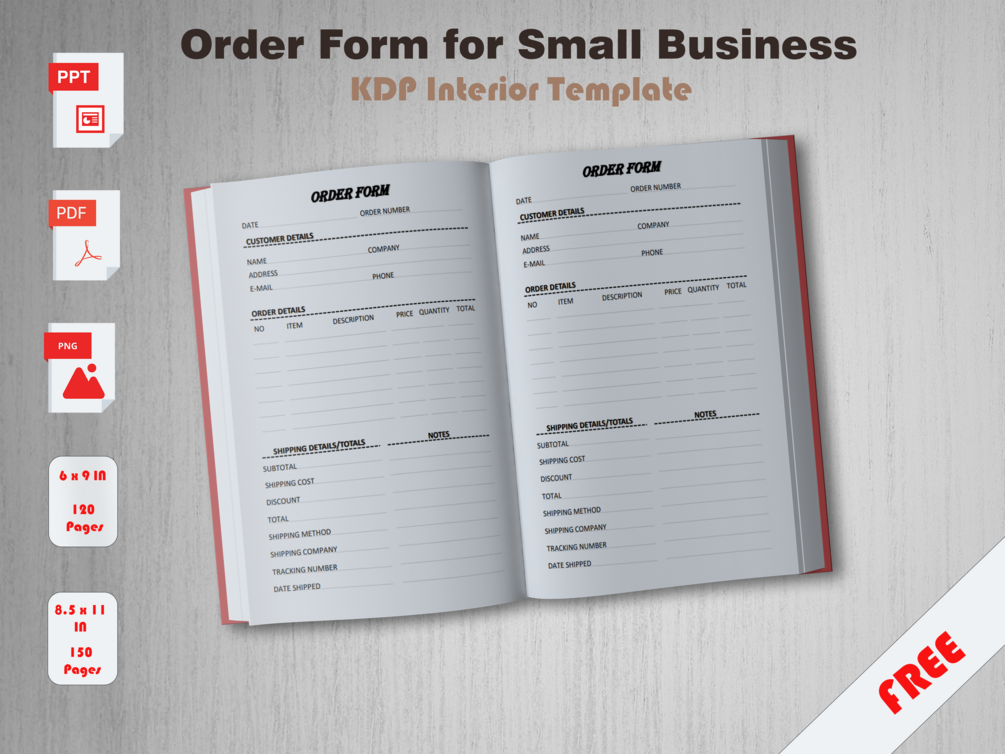 Order Form For Small Business Log Book KDP Interior Template