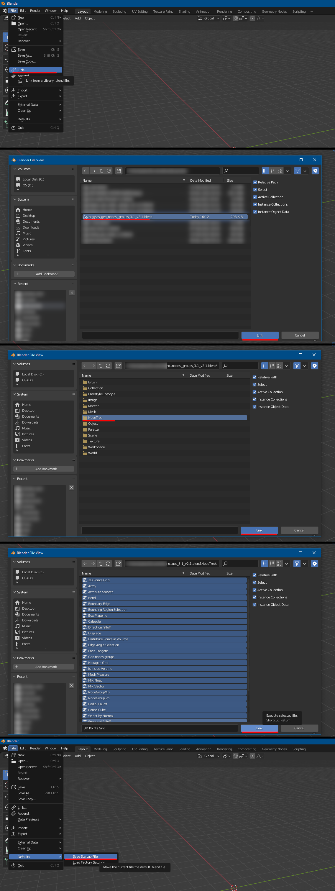 Higgsas Blender 3.1/3.0 Geometry node groups