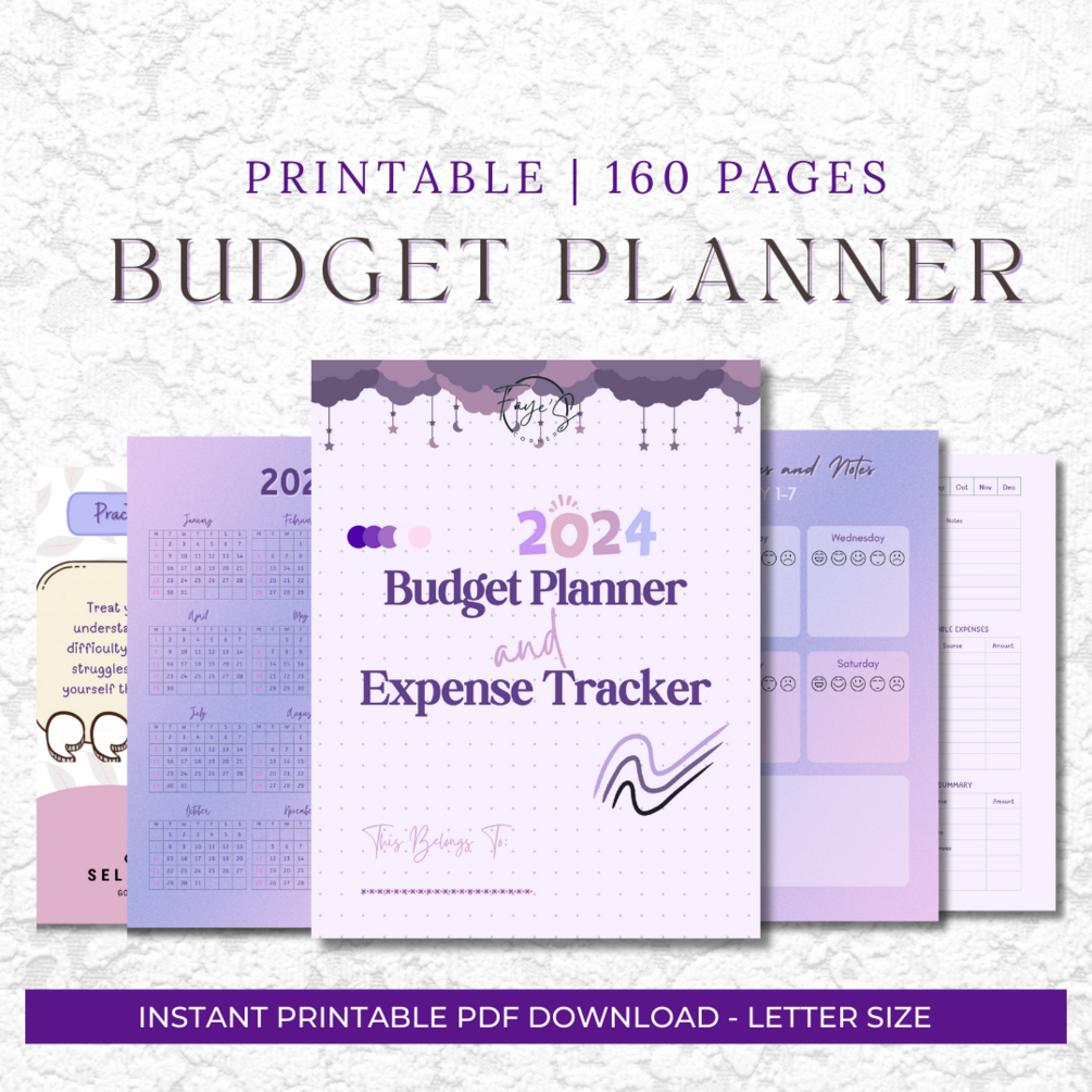 Purple Budget Planner Finance Organizer Expense Tracker PDF Digital ...