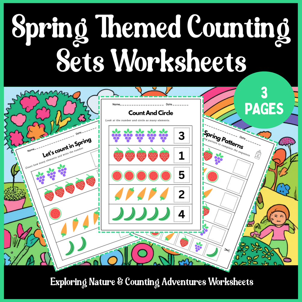 Spring Themed Counting Sets Worksheets