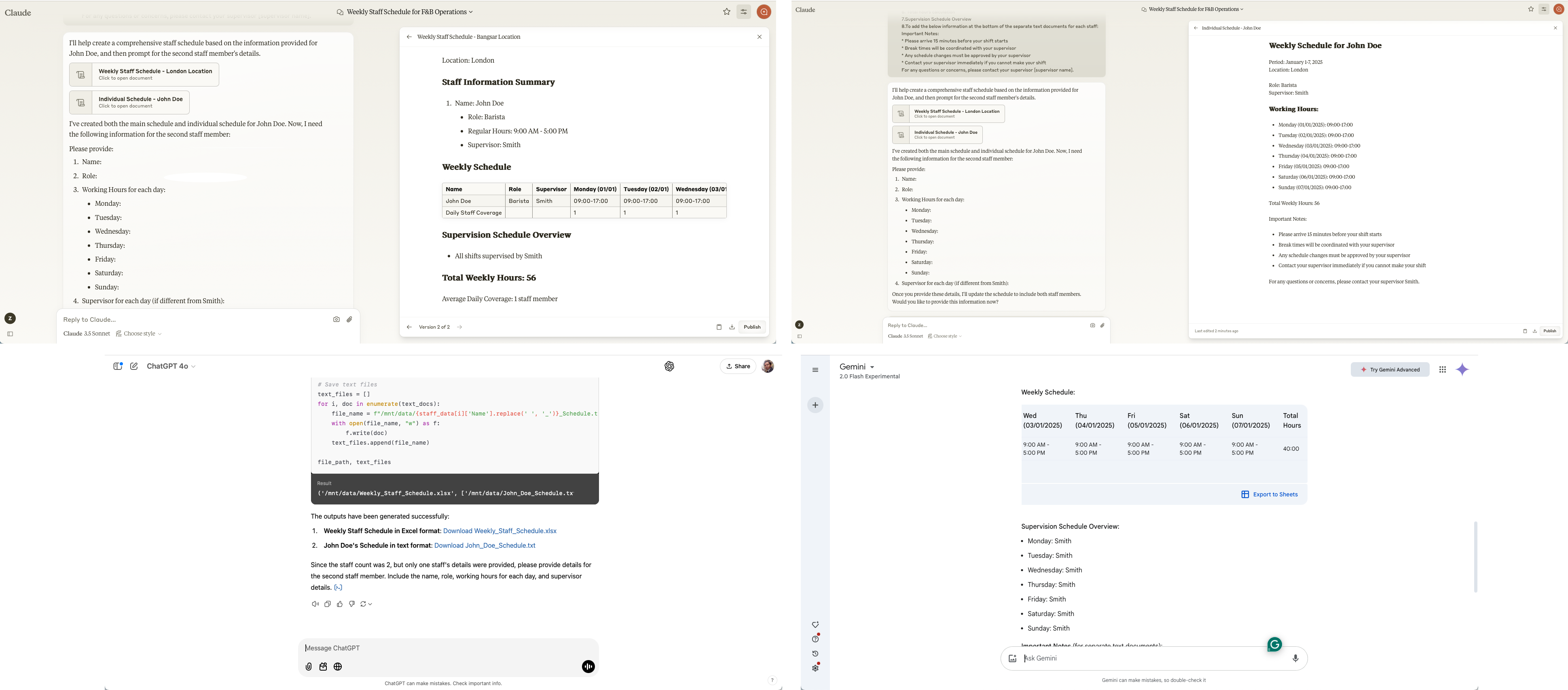 Free Download Staff Scheduling Chat Prompt