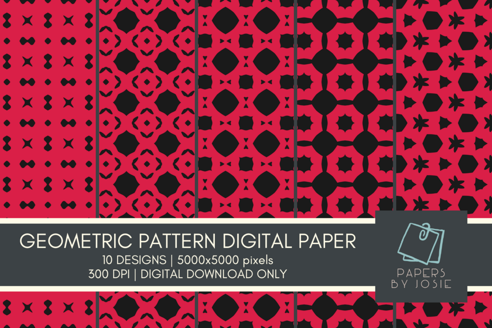 Black and Red Geometric Pattern Digital Paper