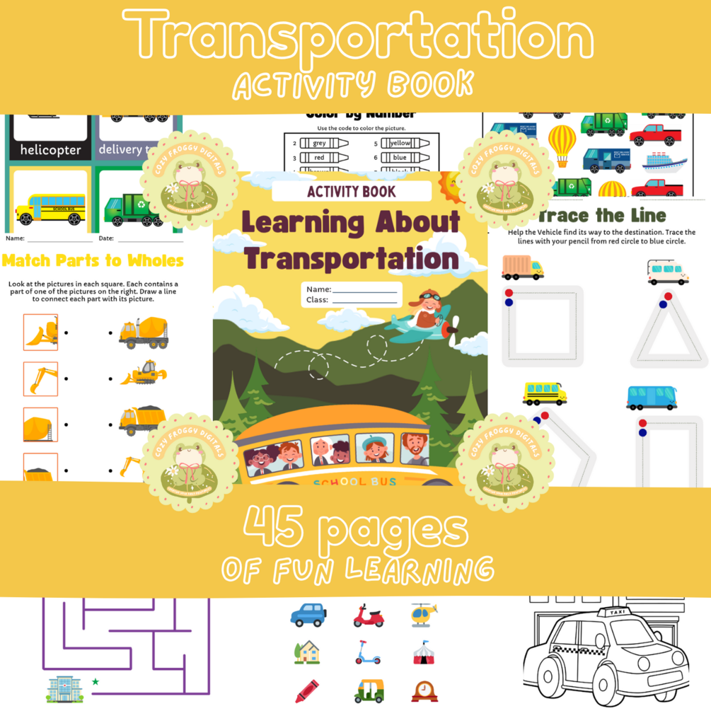 Vehicles and Transportation Activity Book