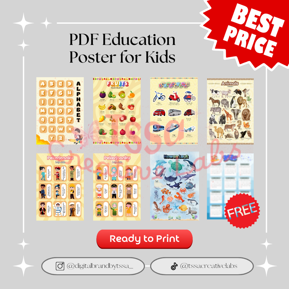 A3 Education Poster / Wall Poster for Kids 7 page + FREE Calendar 2025