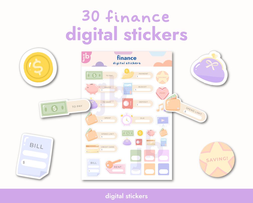 Digital Stickers for Finance Planners for Goodnotes Stickers for ...
