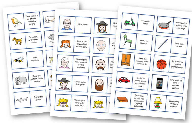 Dominó descripciones - personas, animales y objetos.