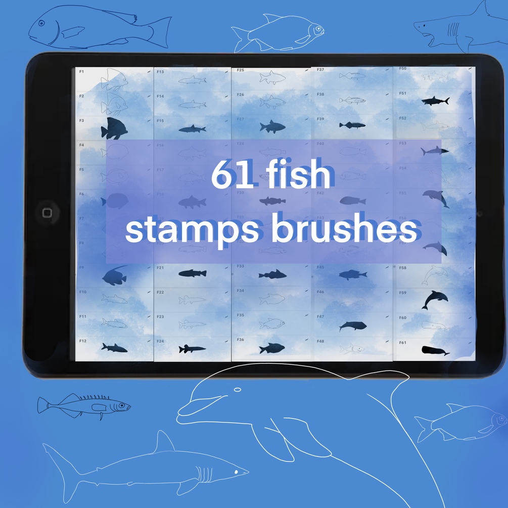 Fish stamps brushes for Procreate
