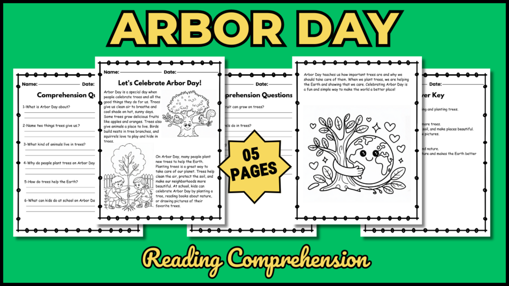 Arbor day reading comprehension passage and questions activities