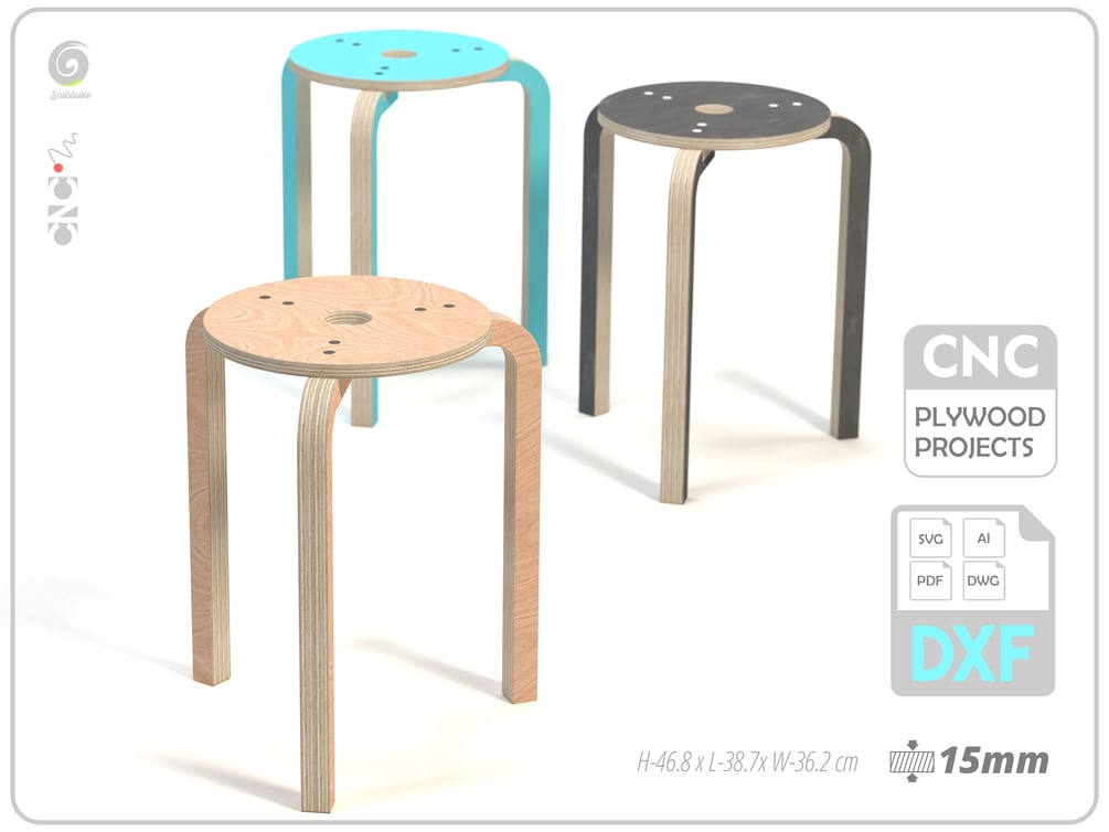 CNC plywood stool-CNC furniture-PDF,SVG,AI,DWG,DXF-cnc modern stool ...