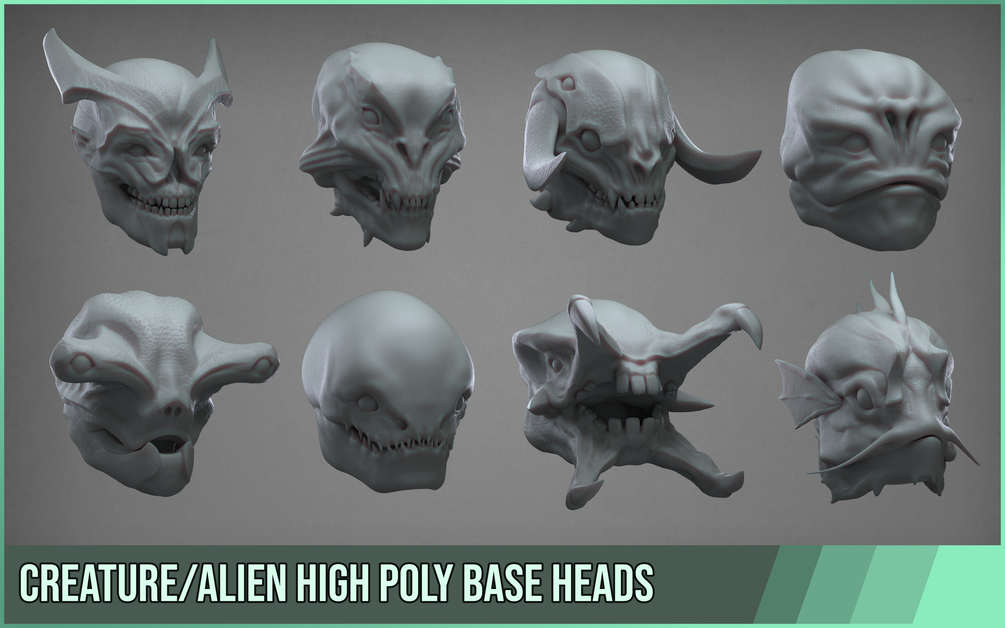 Creature/Alien base head mesh pack