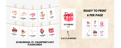 French-English Bilingual Saint Valentine's Day Flashcards