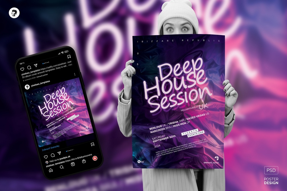 Deep House Session – Poster, Flyer Template