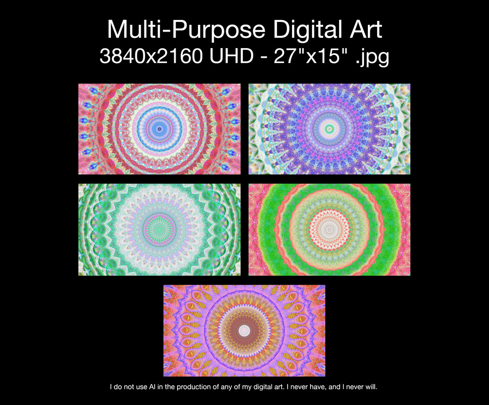 5 Pack Multi Purpose 4K Digital Art #46 - Psychedelic printable art for ...