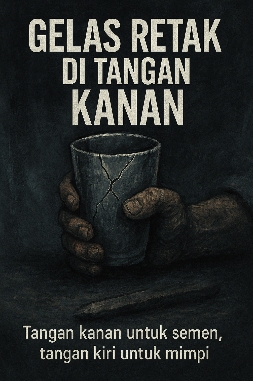 Gelas retak di tangan kanan