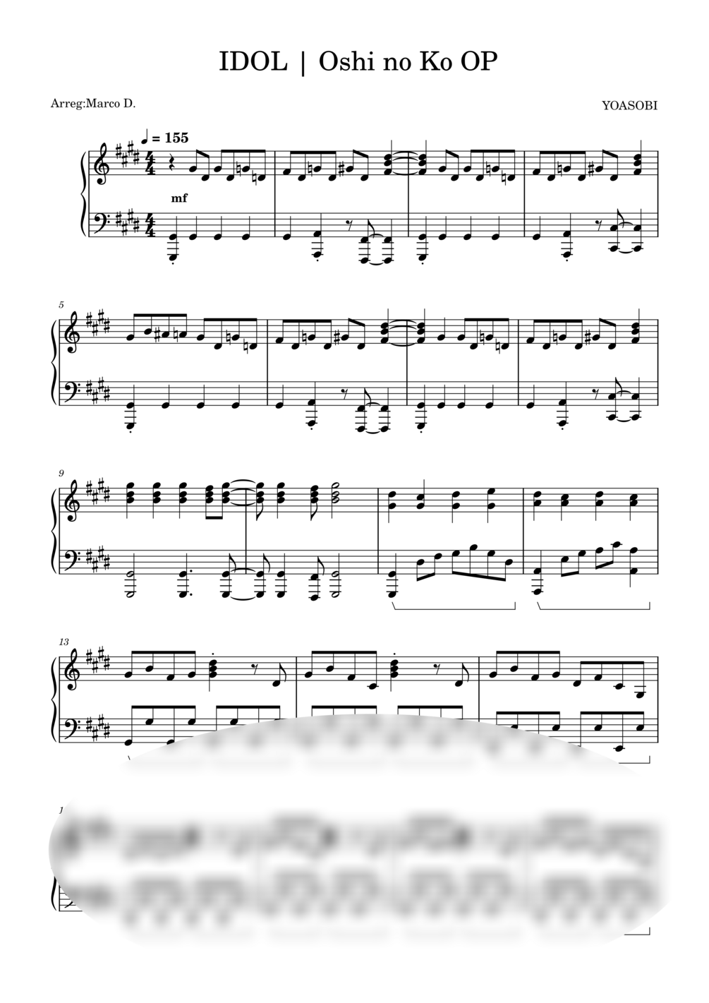 IDOL アイドル | Oshi no Ko OP SHEET + MIDI