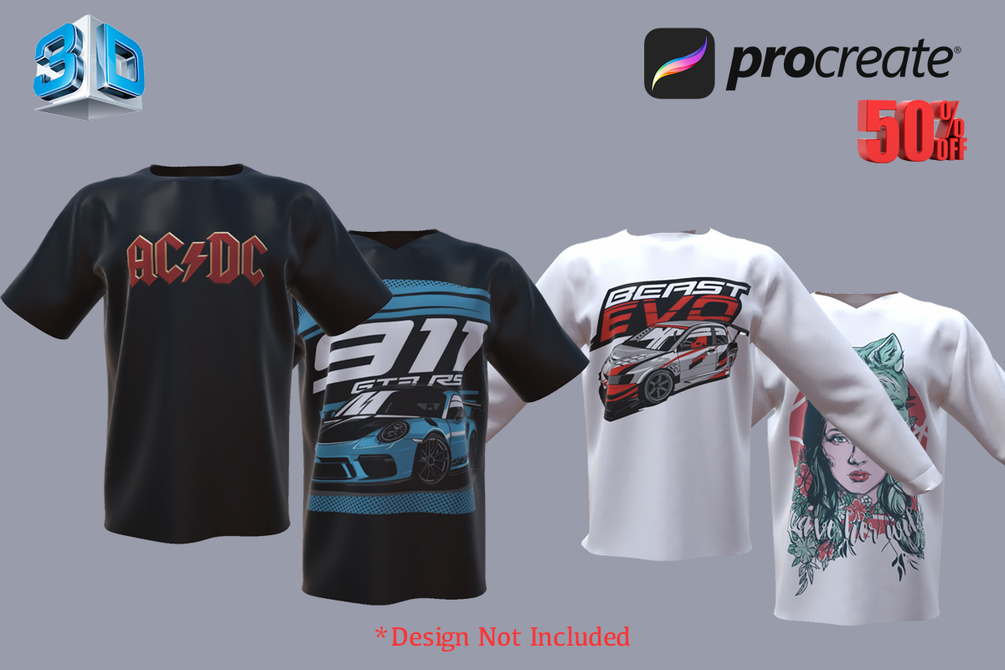 3D Model T-shirt for Procreate App ready for Artist