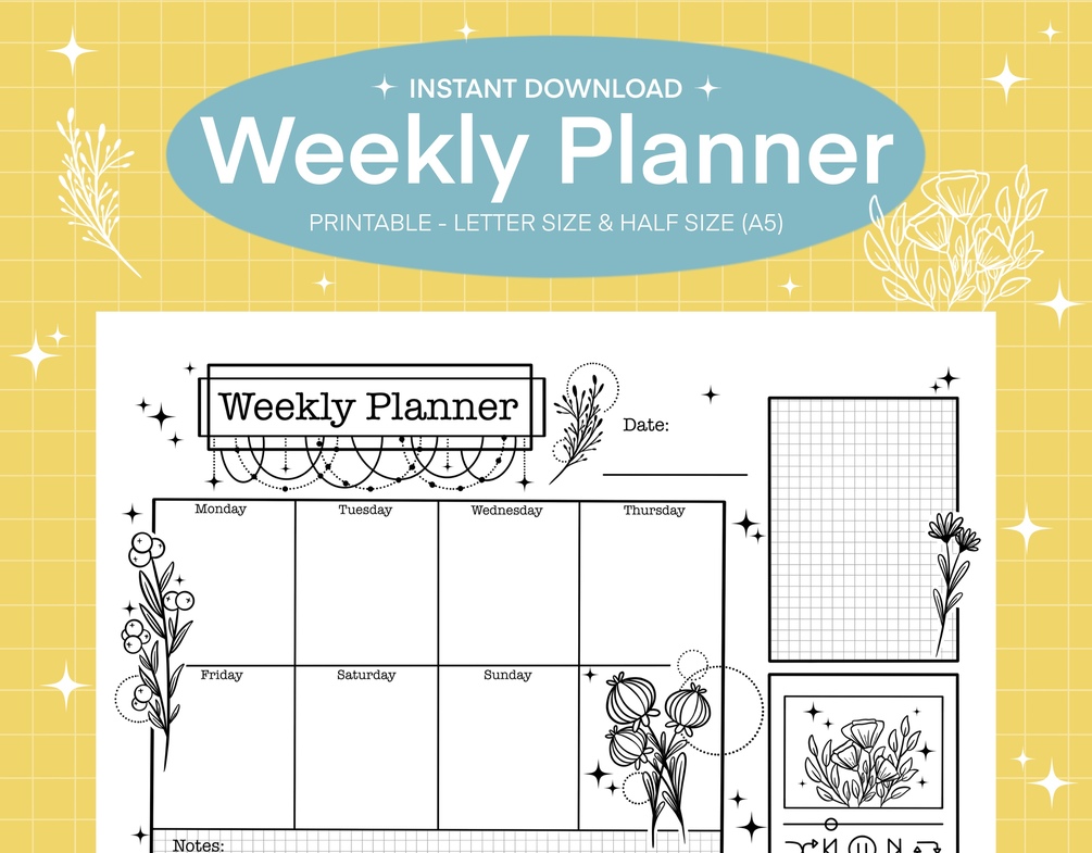 Weekly Planner Printable - Coloring Page