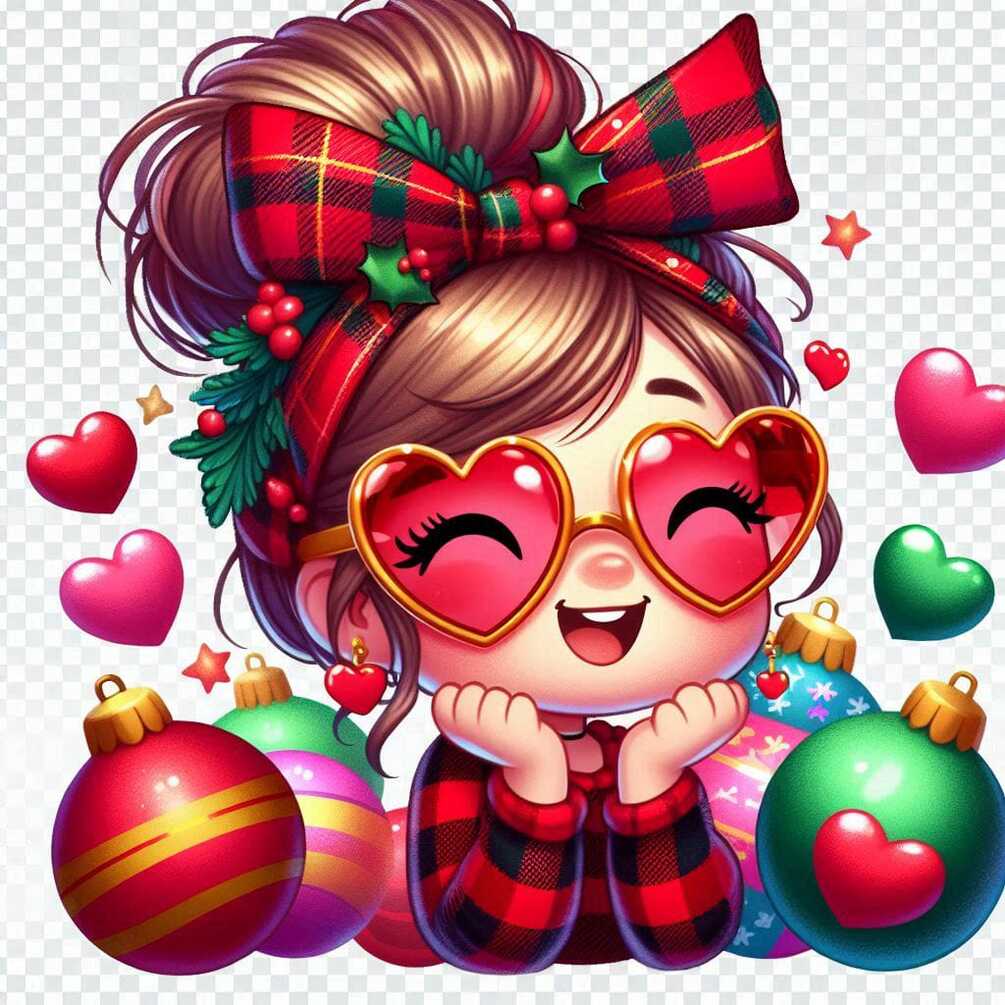 Free Messy Bun Christmas Girl Clipart | PNG Download