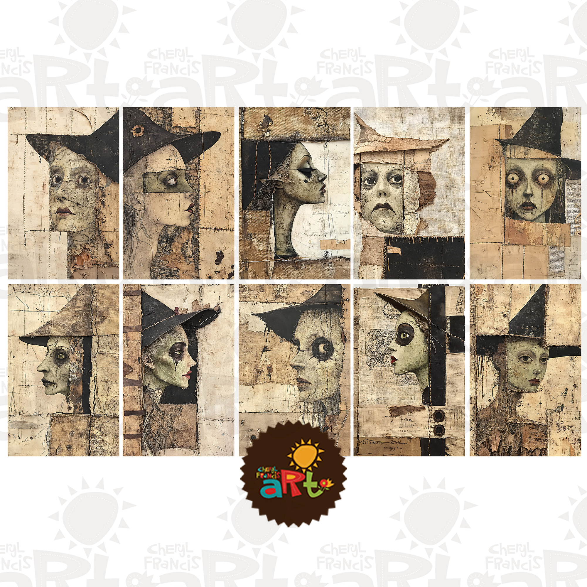 30 pc Grunge Witch Character Halloween Collage Printable Junk Journal ...