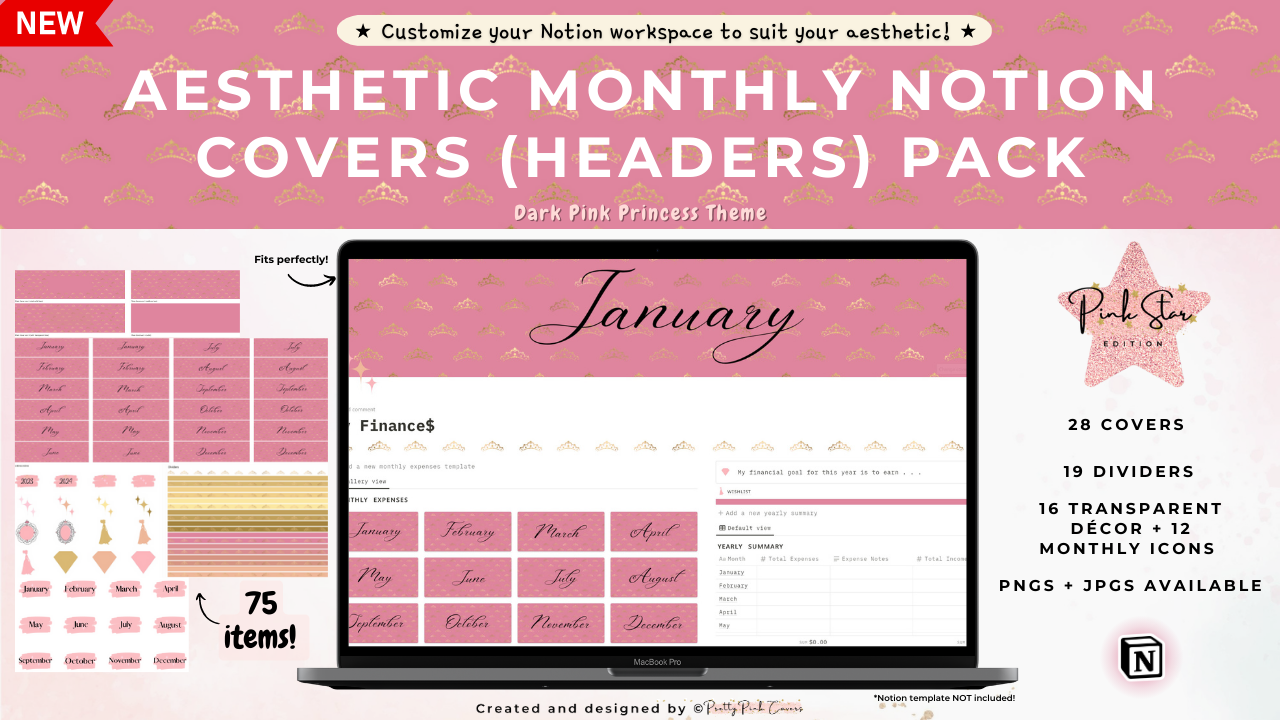 [NEW RELEASE!!!] Aesthetic Monthly Notion Covers/Headers Pack (Dark ...