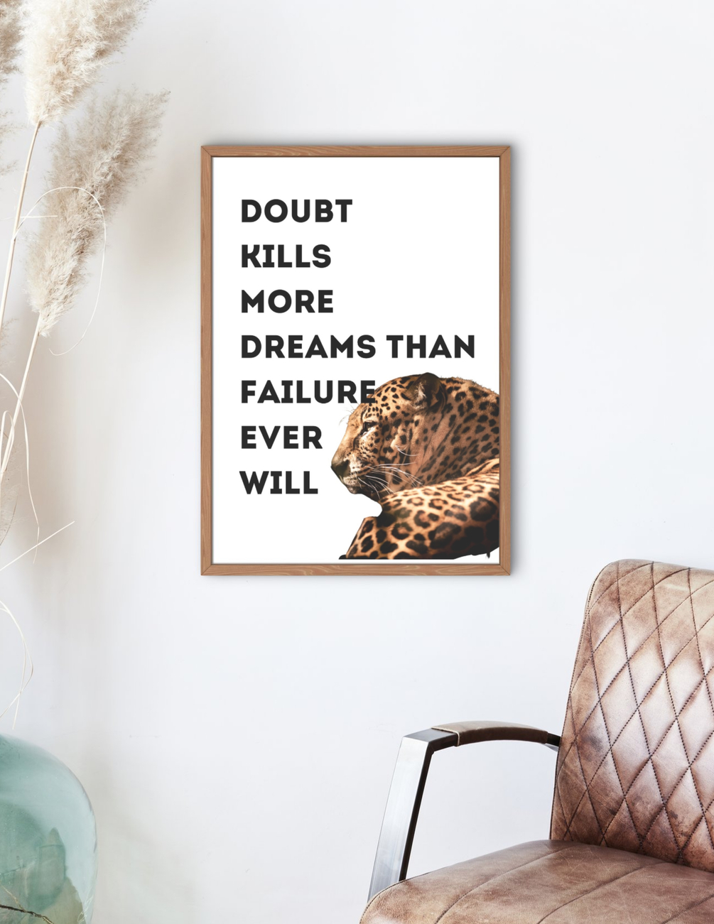 "Doubt Kills More Dreams" Motivational Leopard Poster - Black and White ...