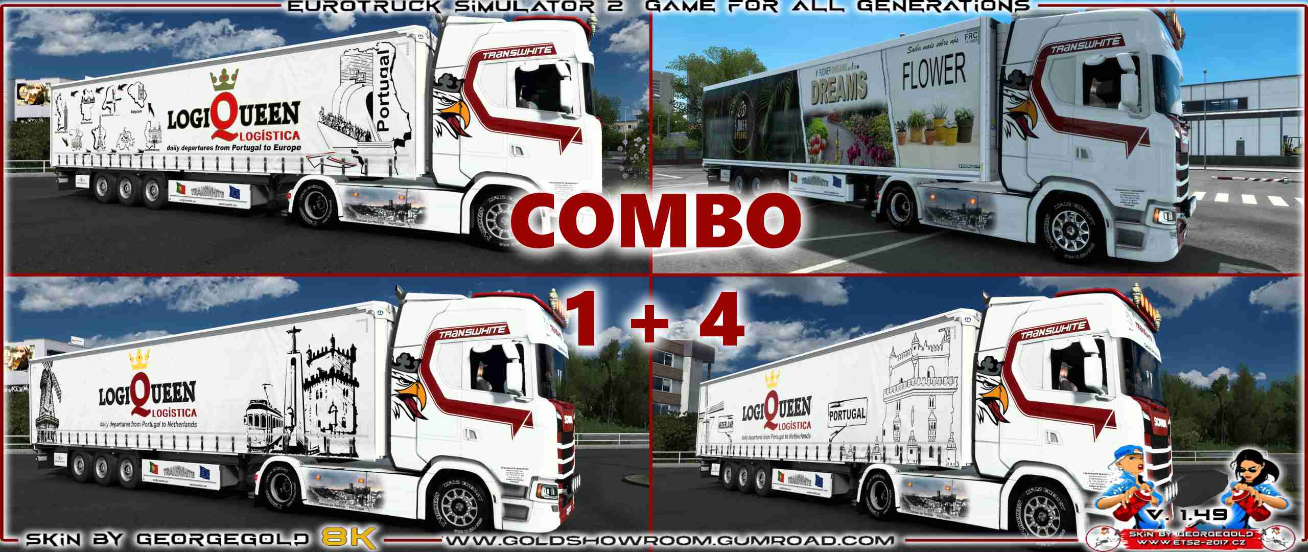 ETS 2 Skin Combo Scania S NG Transwhite 2 /1+4/