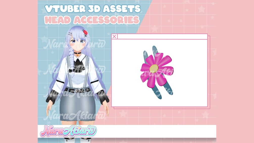 3D Vtuber Assets Haarnadel Flower Vroid Commission, 3D assets ready to ...