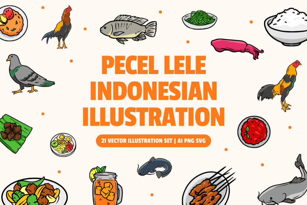 Pecel Lele Indonesian Illustration