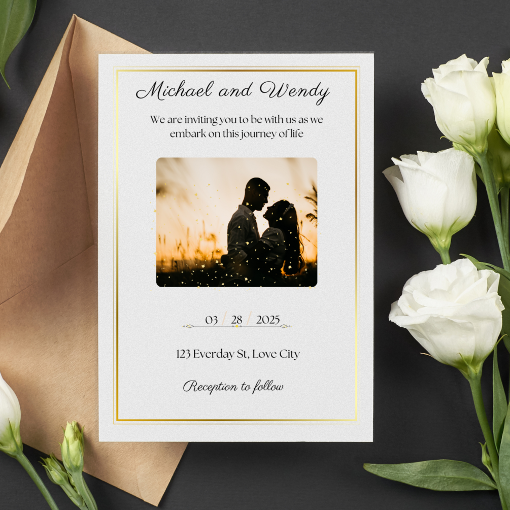 Elegant Gold and White Edible Wedding Invitation Template