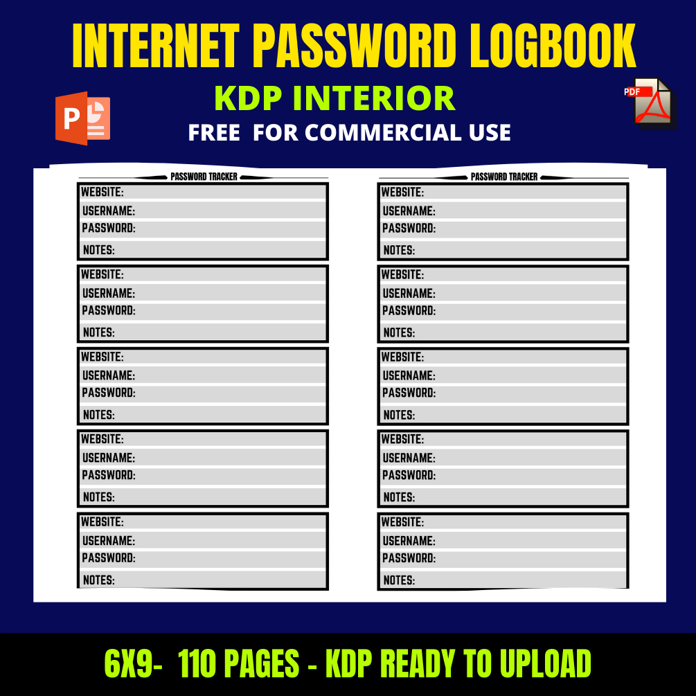 Internet Password Log book - KDP Interior for Low content Publishing