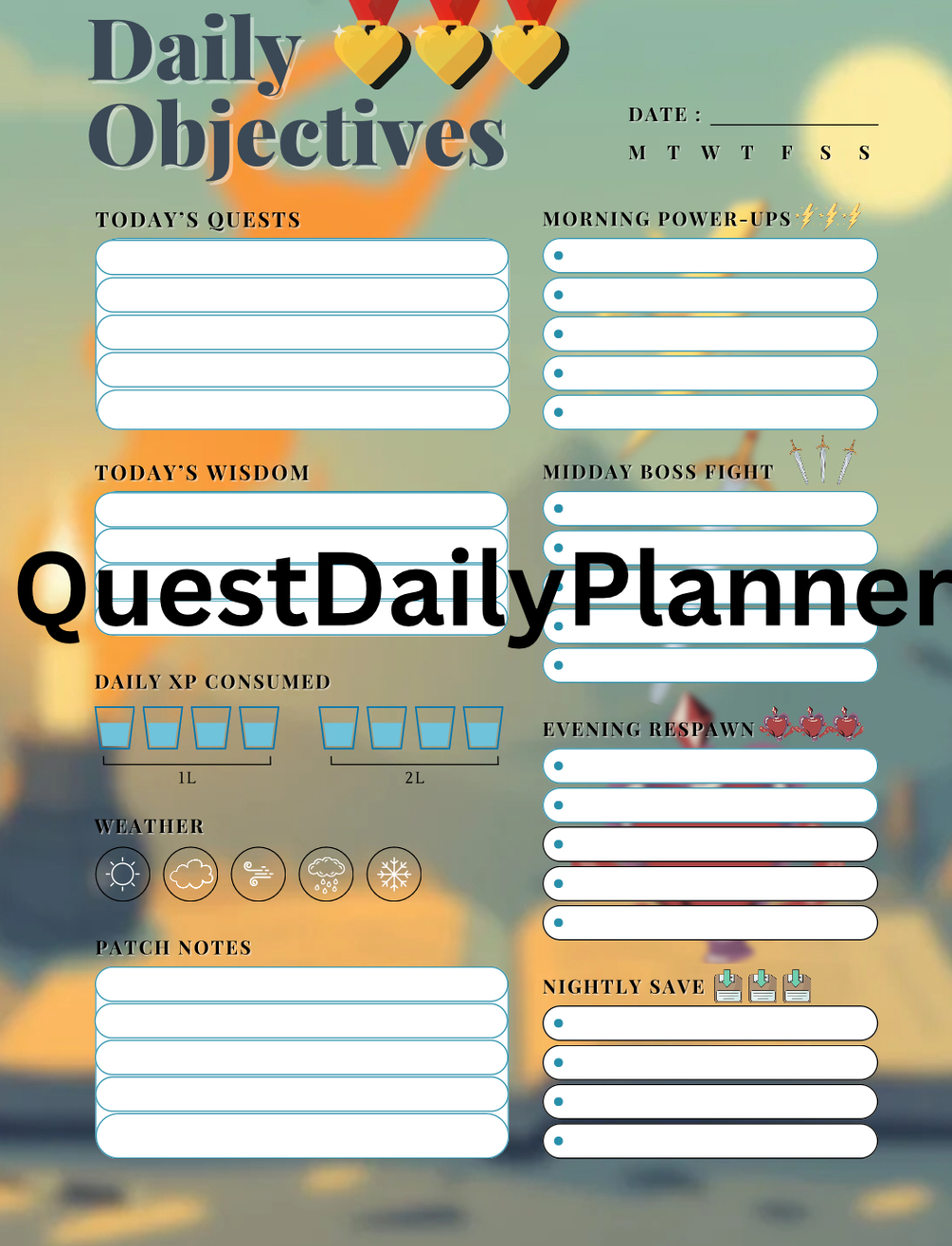Daily Quest: #ADHD Gamer Daily Objectives #Planner /Tracker