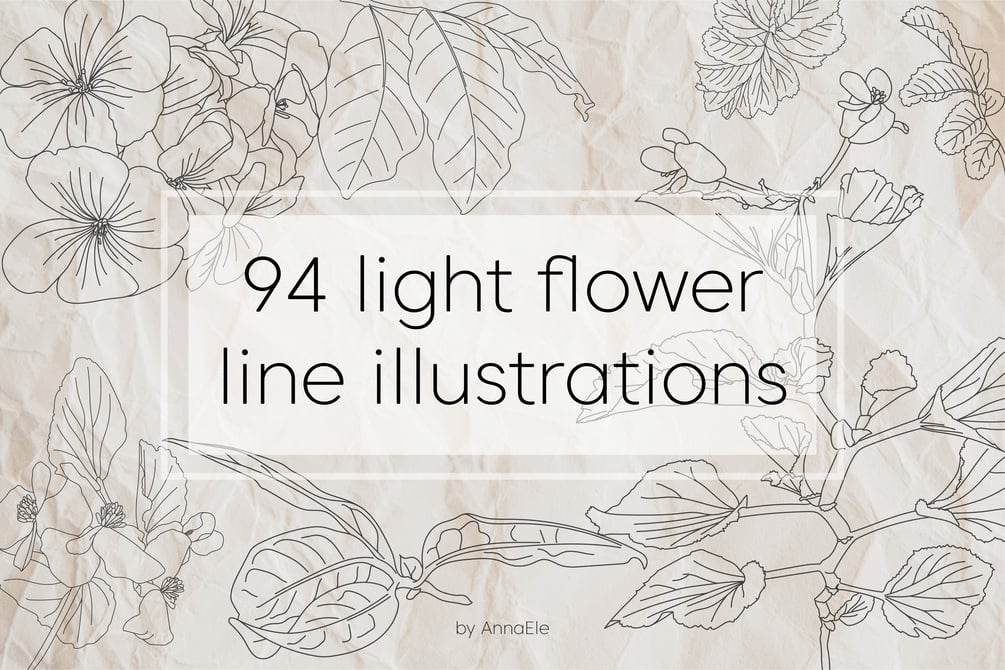 94 light flower line illustrations