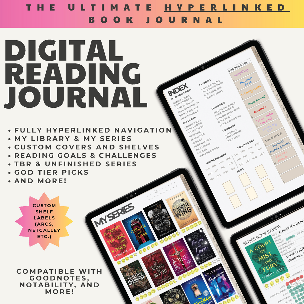 Ultimate Digital Reading Journal | Hyperlinked Book Tracker - Book ...