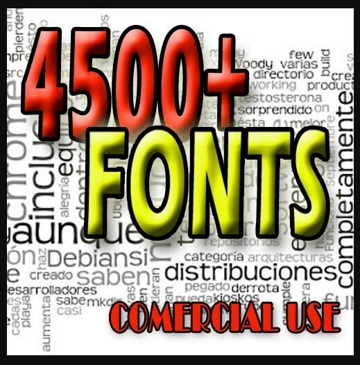 4500 Fonts Collection for comercial use, Professional Pack. TTF, OTF ...