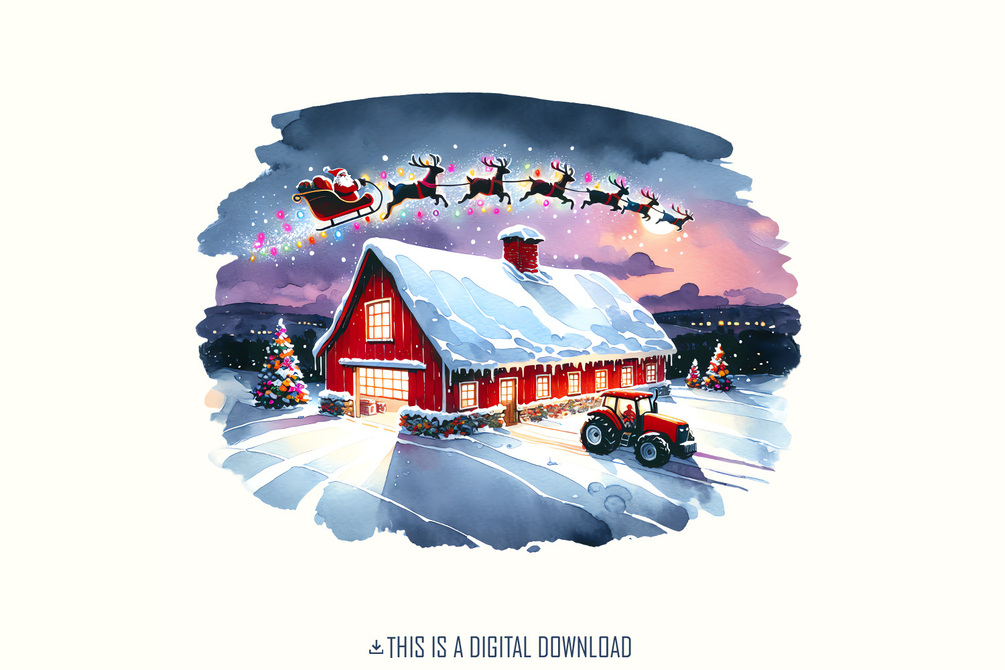 Santa PNG, Christmas Tractor Clipart, Santa Claus Digital Download ...