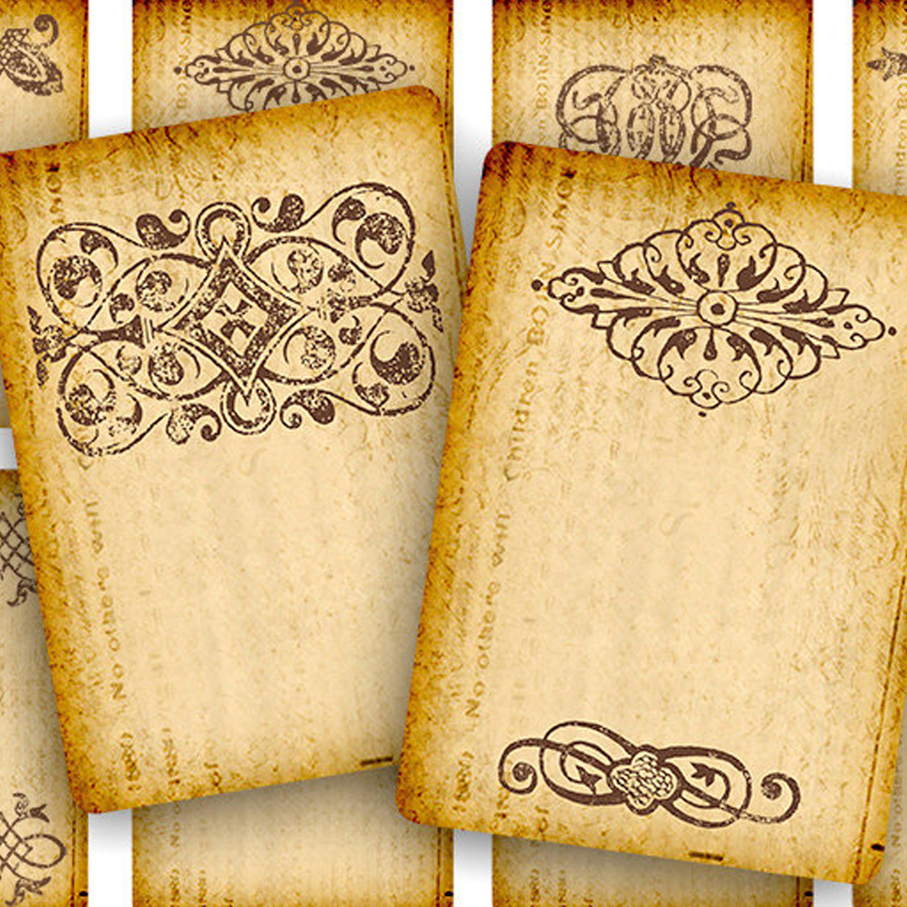 Old Papers ACEO Printable Cards One Sheet 9 Images on A4 Instant Download