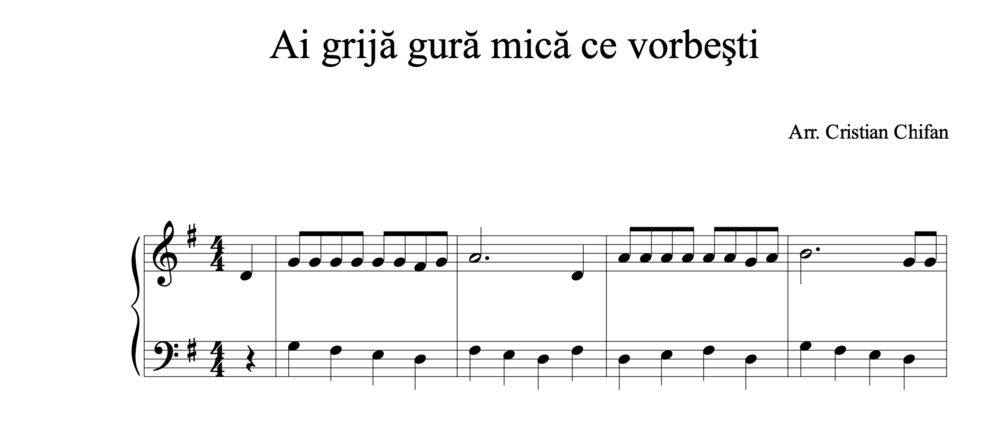 Partitura pian nivel începator PLUS - Ai grija gura mica ce vorbesti | Cristian Chifan