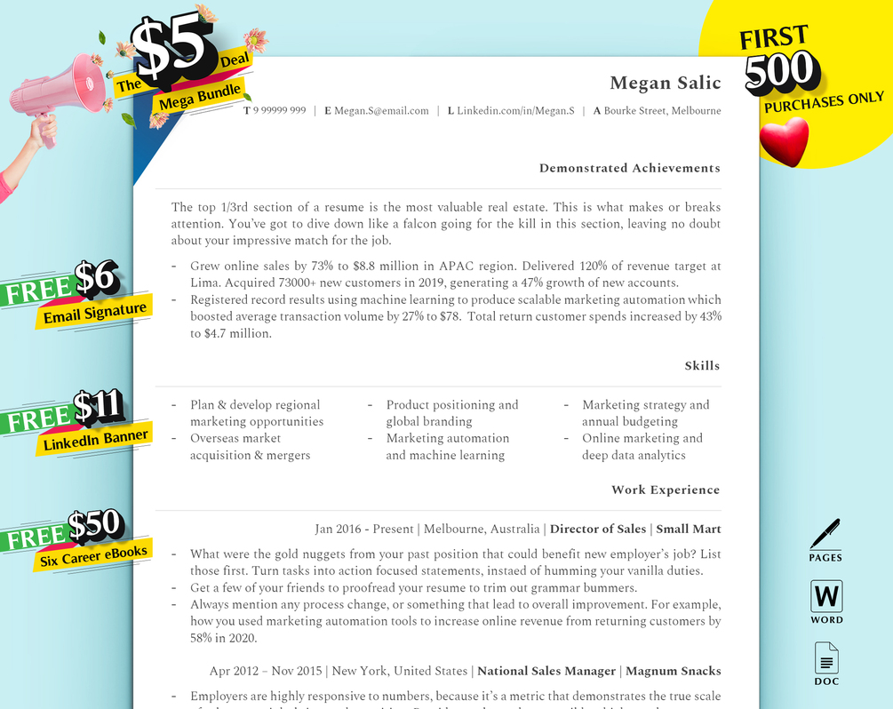CEO Resume for Word, Google Docs, Executive C Level Resume, Modern ...