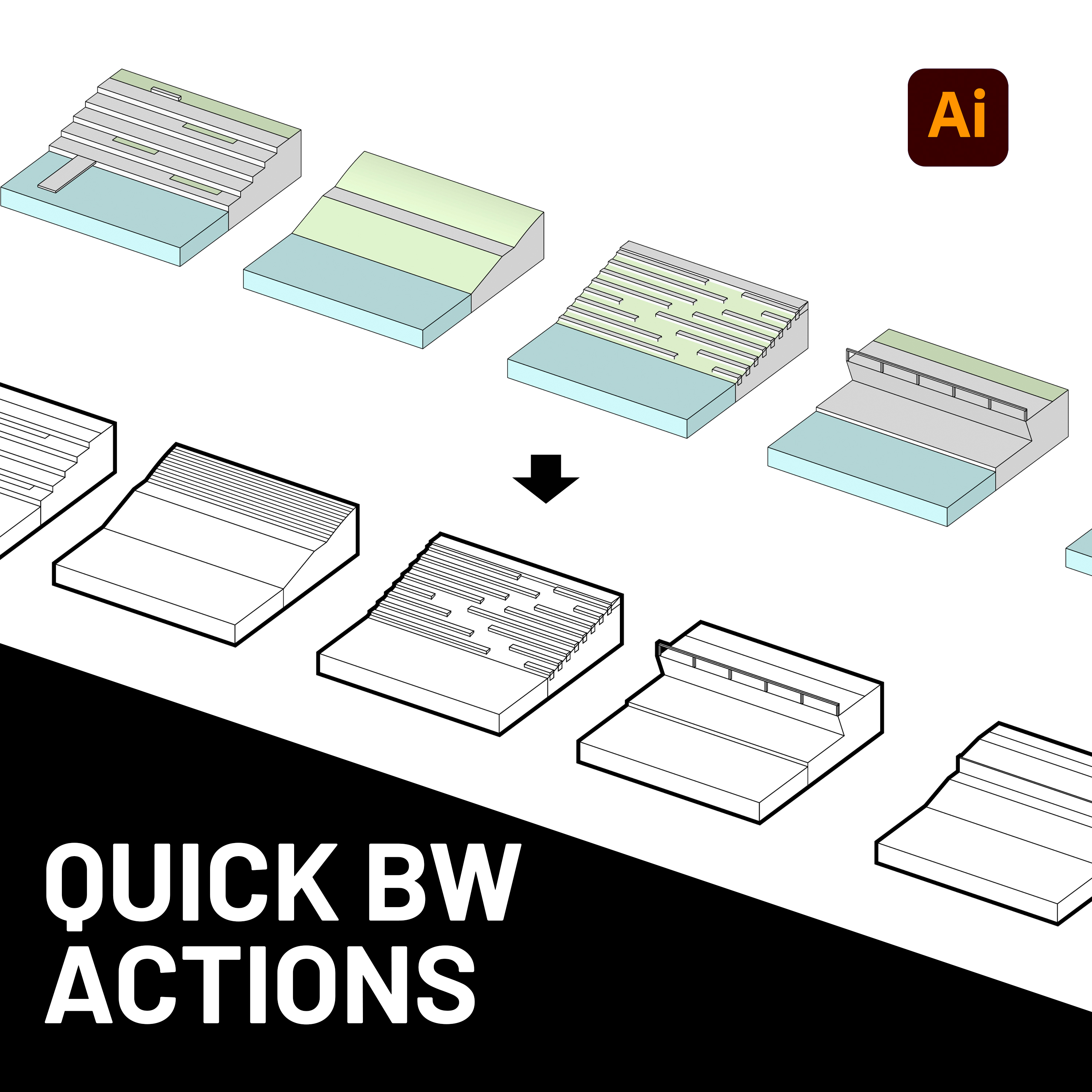 Free Quick Black And White Action In Illustrator LandSpace Architecture