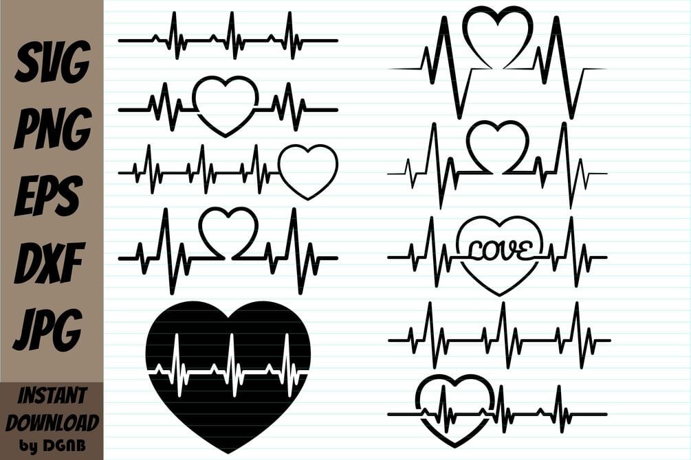 Heart beat SVG,Heartbeat Valentine's SVG,heart rate SVG, heart beat ...