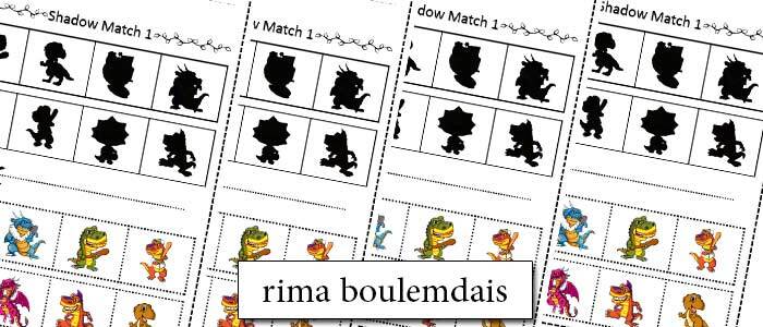 Shadow Matching Cut & Paste Dinosaurs Worksheets.