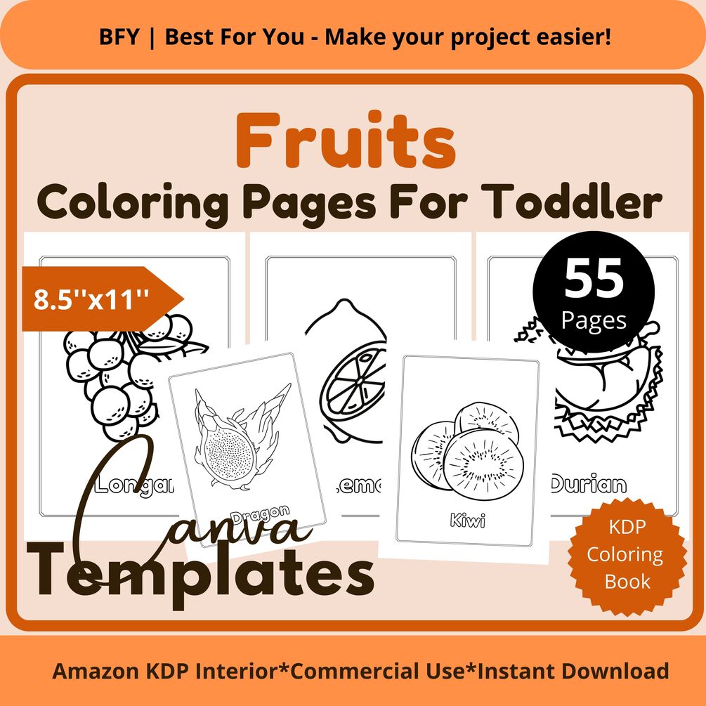 Printable Fruits Coloring Pages For Kids | Toddler Coloring Book 8.5 ...