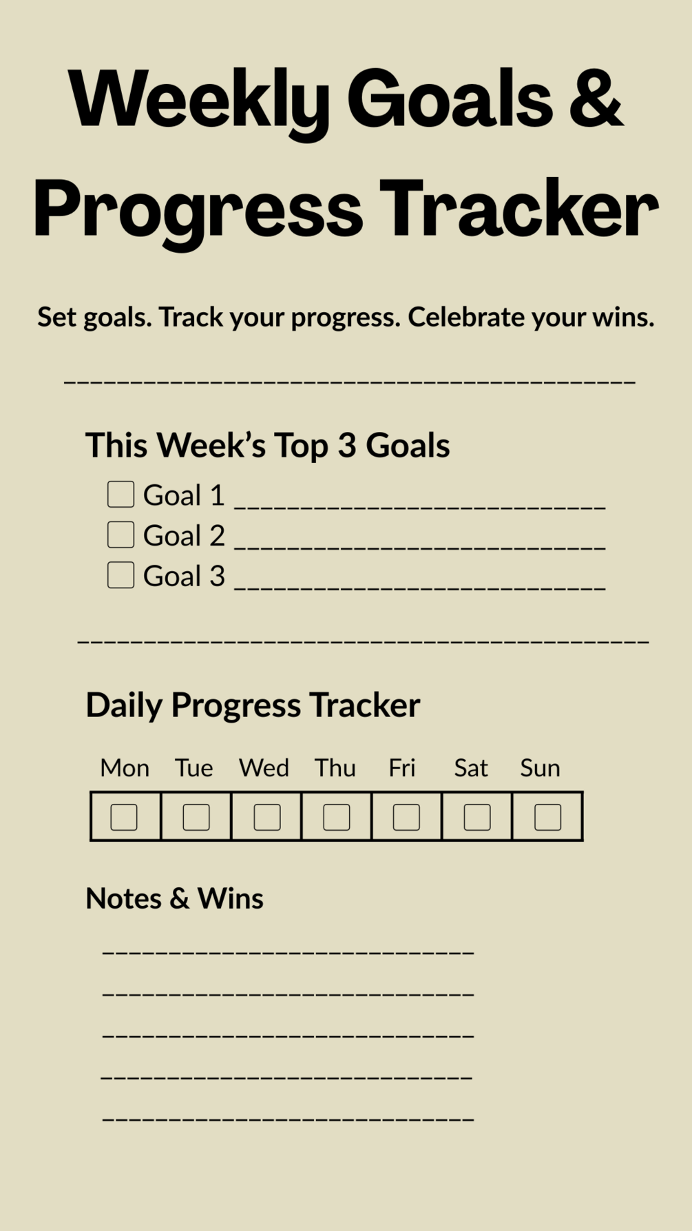 Weekly Goals & Progress Tracker – Printable & Digital Template