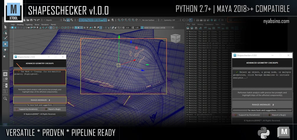 Shapeschecker—Advanced Geometry Analysis and Errors Resolution for Autodesk Maya