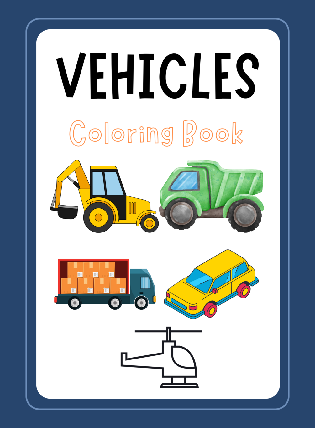 Kids' Vehicle Adventure: Printable Coloring Pages with Cars, Boats ...