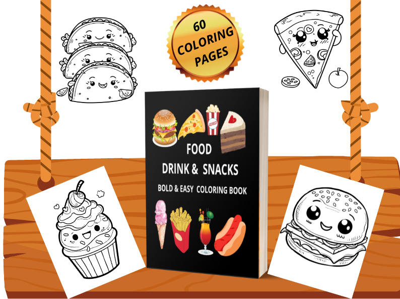 Food & Drink & Snacks Coloring Book For kids