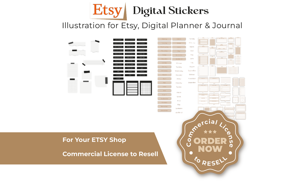 Custom Digital Stickers, for Esty Planner