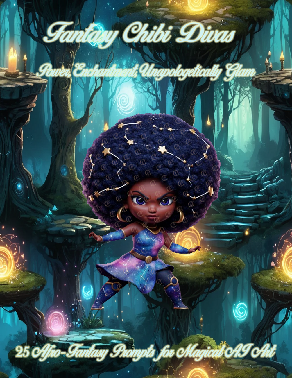 Fantasy Chibi Divas (African American Digital Art Prompt Book)