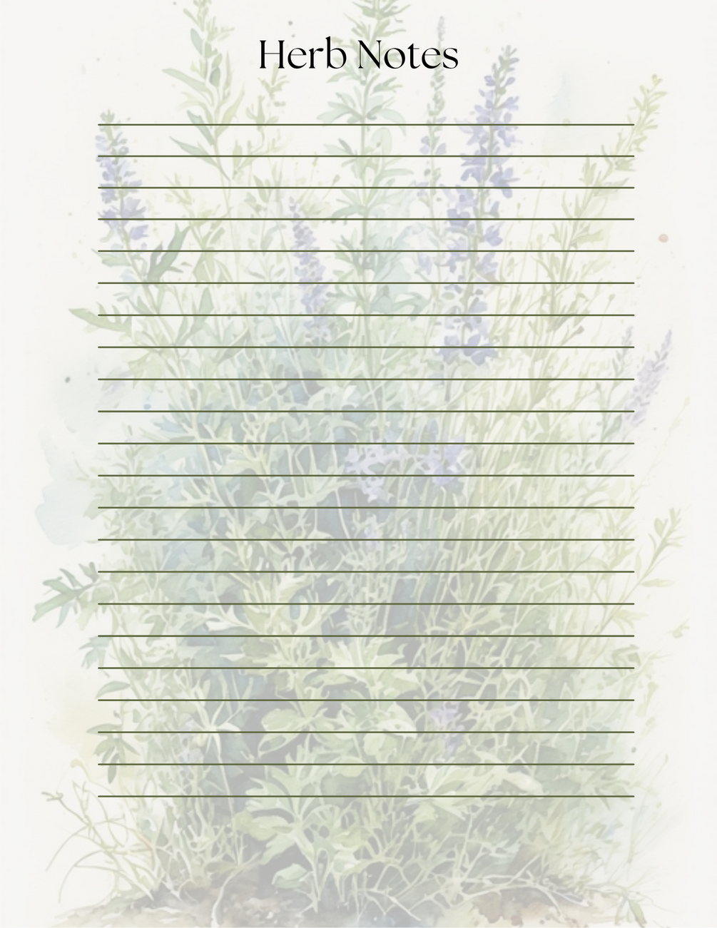 🌿 Herb Notes | Garden-Themed Printable Journal Page (Digital Download)