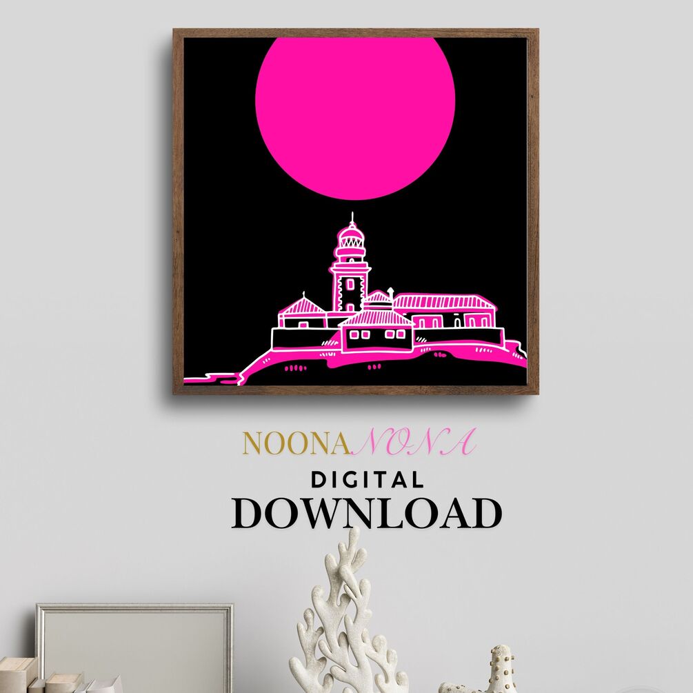 DIGITAL DOWNLOAD - 2 Set Pink & Black Moon Aesthetic Wall Art🌙💗
